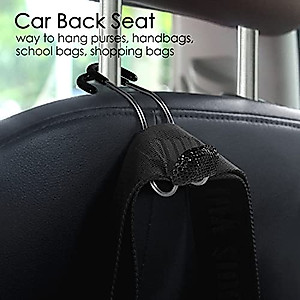 Guoord 【2024 Upgraded】 Car Headrest Hooks Decorations, 2 Pcs Bling Purse Hook Hangers, Auto Hooks Car Hangers and Durable Backseat Holder, Storage Universal for SUV Truck Vehicle (Black)
