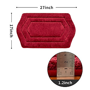 COSY HOMEER Extra Thick Bath Rugs for Bathroom - Anti-Slip Bath Linen Sets Mats Soft Plush Yarn Shaggy 100% Strong Polyester Living Room Bedroom Water Absorbent(Red,17x27 - Inches)