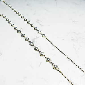 Anti-Lost Airpods Neck Strap Holder Magnetic Gold Leash Pearl Chain Necklace Gifts for Women Lady Girl, 68cm