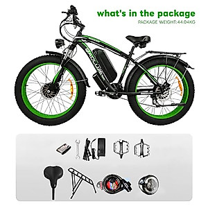 COJMOYOV 2000W Electric Bike with 20Ah Removable Battery 26"×4" Fat Tire Ebike for Adults 35MPH 65Miles Electric Bicycles with Shi-Mano 21 Speed,Lockable Front Suspension,Hydraulic Disc Brake Green