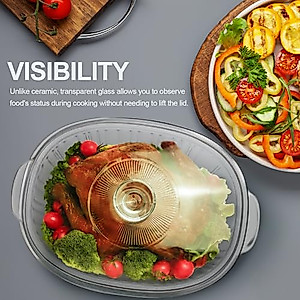 Luvan 2.8L/3Qt Glass Casserole Dish with Lid, Ribbed Oval Glass Baking Dish for Oven & Microwave, Clear Lead-Free Covered Casserole Cookware, Versatile Deep Glass Food Container for Baking, Cooking