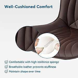 YOUNIKE Office Chair, Ergonomic Desk Chair with Wheels, Home Office Computer Task Chairs, Modern Faux Leather Padded Vanity Chair, Adjustable Swivel Rocking Chair with High Back, Brown