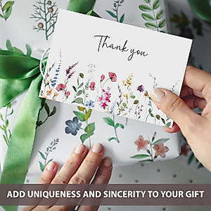 Floral Thank You Cards With Envelopes (bulk 20-4x6) - Thank You Notes With Envelopes Set - Wildflower Thank You Cards With Envelope And Stickers - for Birthday, Wedding, Bridal Showers, Baby Showers