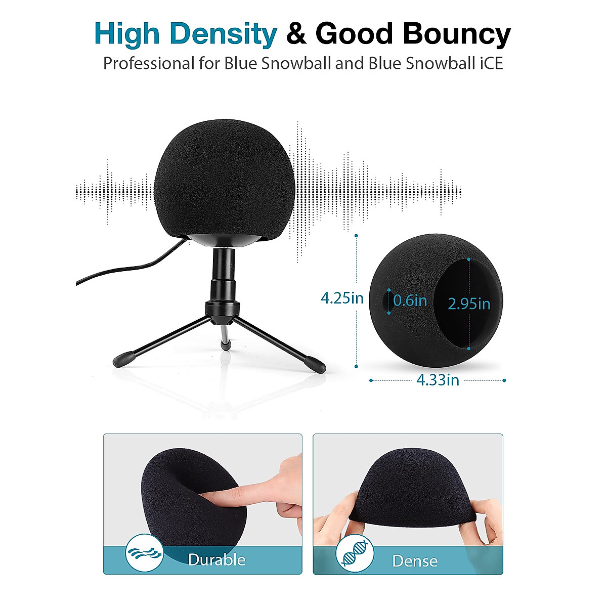 InnoGear Adjustable Mic Stand for Blue Snowball and Blue Snowball iCE Suspension Boom Scissor Arm Stand with Microphone Windscreen and Dual Layered Mic Pop Filter, Max Load 1.5 KG, Medium