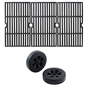 Dyna Glo DGF493BNP 70-01-273 Grill Grates 70-05-104 Wheels Grill Replacement Parts for Dyna Glo DGH474CRP DGB494SPB DGB495SDP-D, 3pcs Grill Grates or 2pcs BBQ Wheels