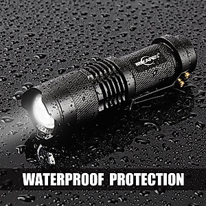 MIKAFEN 5 Pack Mini Flashlights LED Flashlight 300lm Adjustable Focus Zoomable Light (Black)