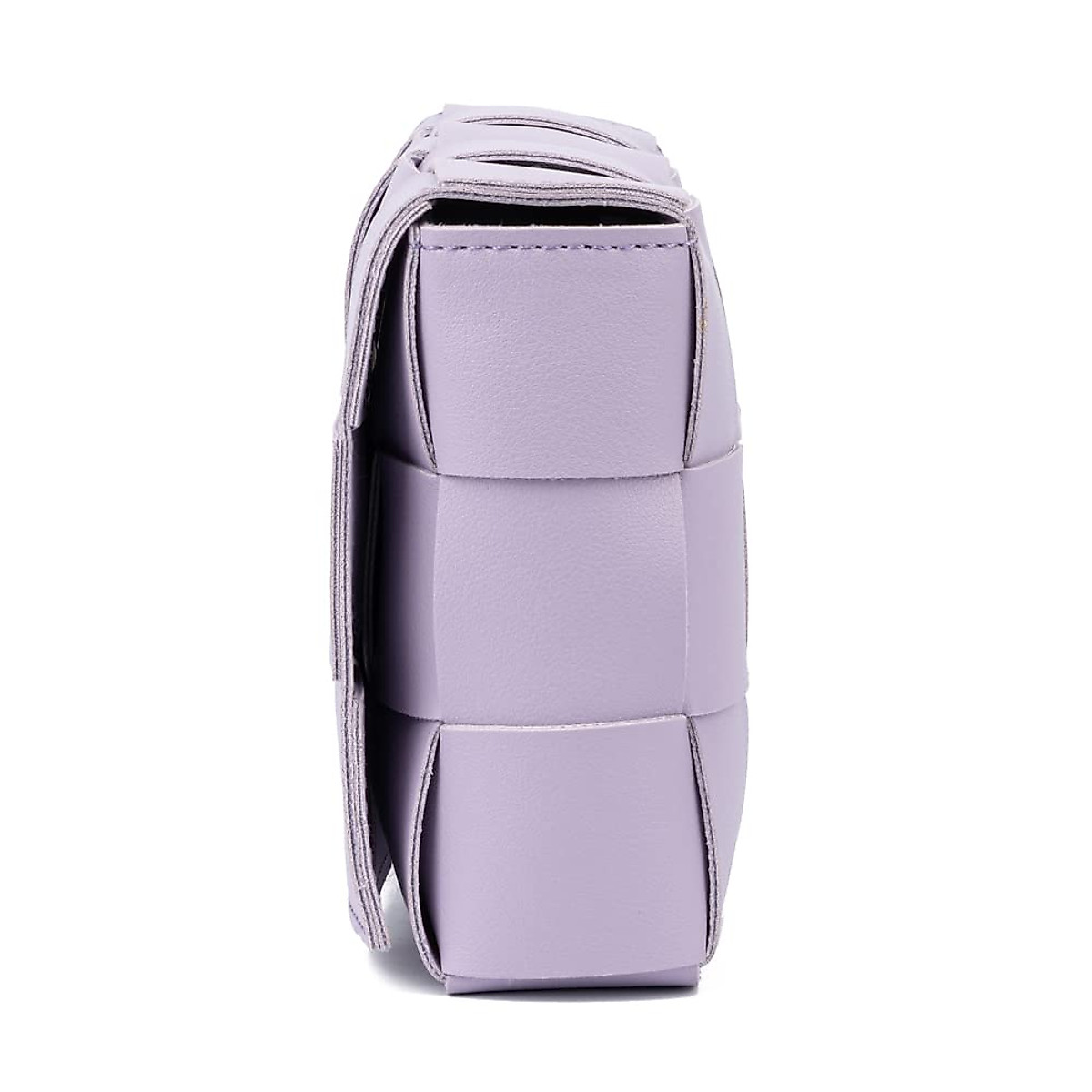 Olivia Miller Women's Fashion Ainsly Lavender Woven Faux PU Leather w Front Flap, Small Cassette Crossbody Bag w Adjustable Shoulder Strap, Casual Trendy Purse Handbag