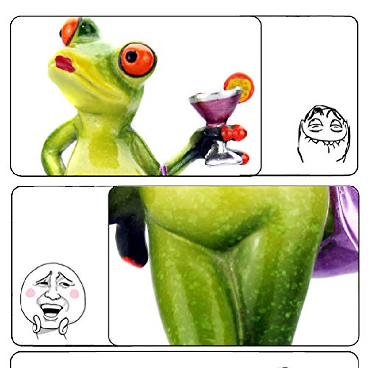 Happyyami Frogs Garden Statue Garden Mini Resin Animal Figurine Yard Sculpture Ornaments Lawn Outdoor Statues for Patio Lawn Tabletop Decorations