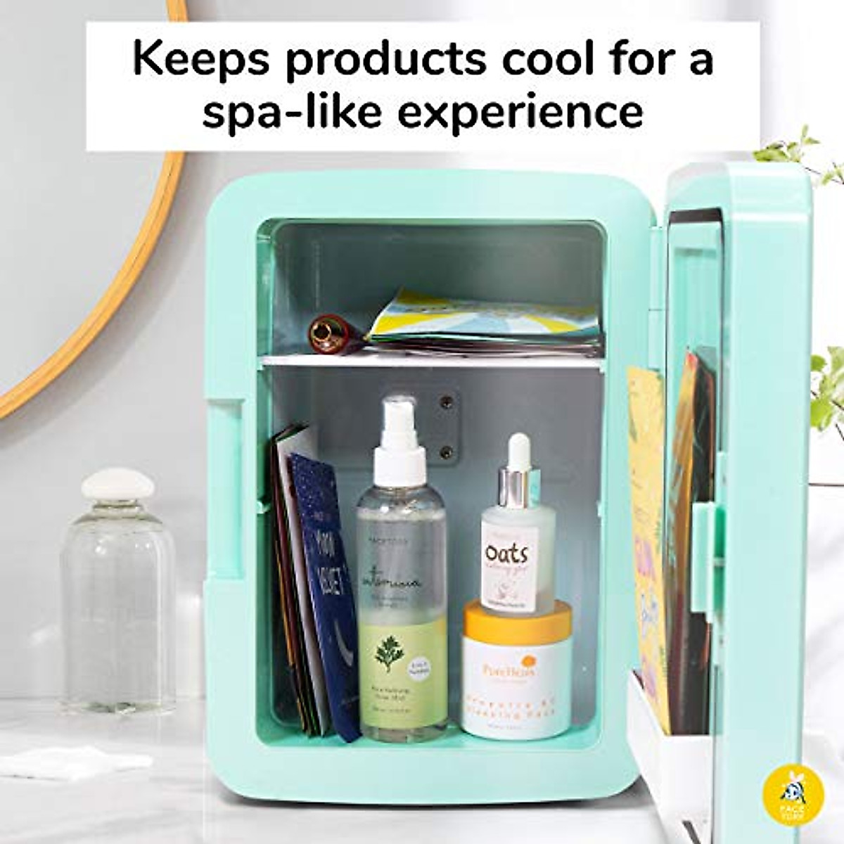 FACETORY Portable Mint Beauty Fridge (10-L / 12 Can) with Heat and Cool Capacity