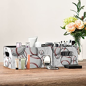 Kcldeci Baseball Softball Ball Graphics Storage Bins Baskets for Organizing 2Pack, Sturdy Storage Basket Foldable Storage Baskets for Shelves Closet Nursery Toy