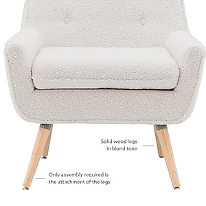 Linon Ivory Sherpa Accent Reid Chair, White