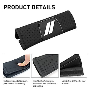 REMOCH Seat Belt Covers Pads for Dodge Charger Challenger Durango Accesssories 2015-2023, Leather Seatbelt Cover Shoulder Strap Cushion Proetection Sleeve (2 Pcs, White)