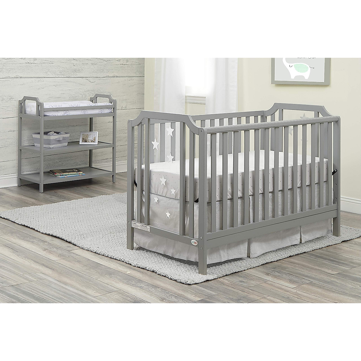 Suite Bebe Celeste Changing Table Safety Rail Included, Light Grey