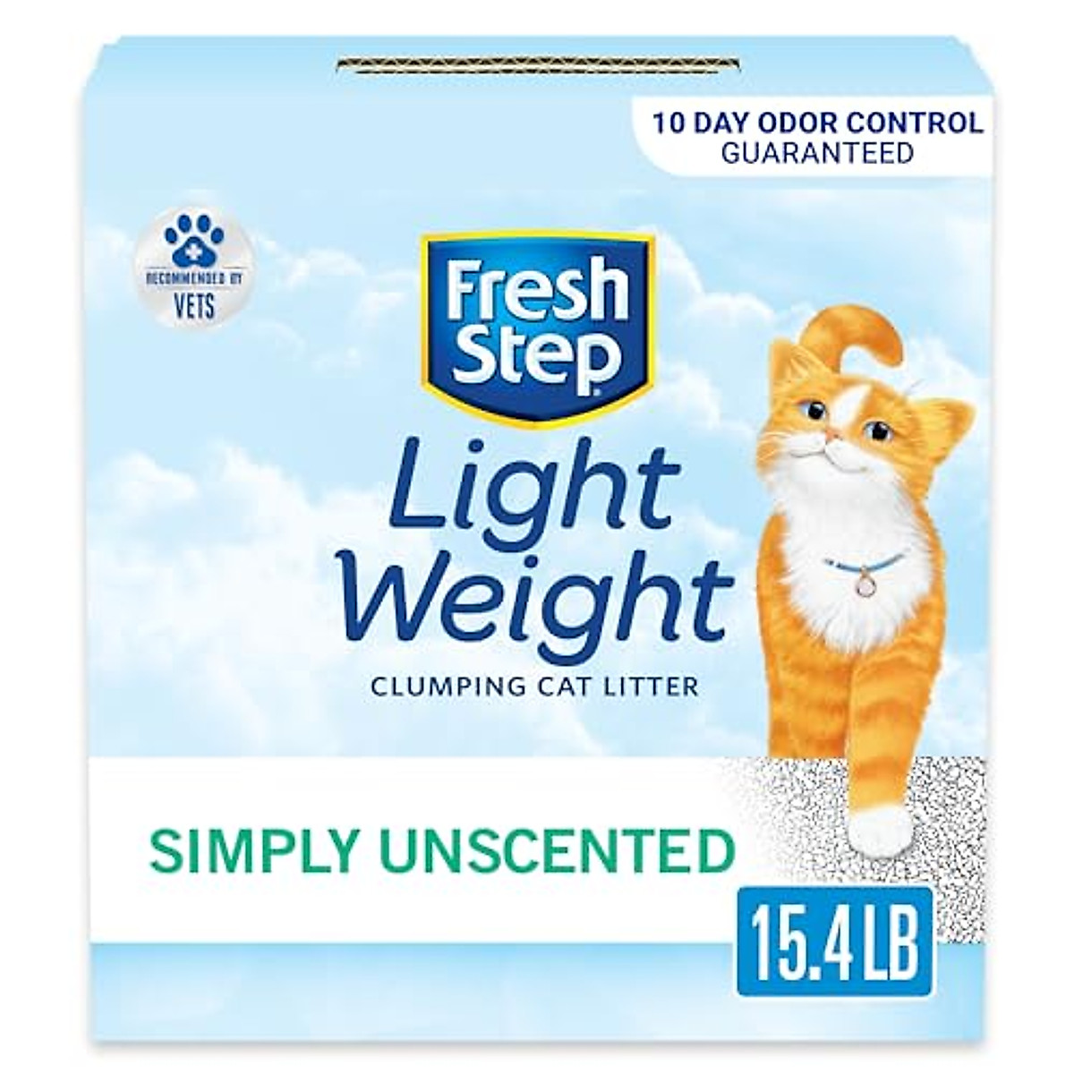 Fresh Step Simply Unscented Light Weight Clumping Litter, Fresh Step Unscented Cat Litter With Activated Charcoal Technology, 15.4 lb. Box