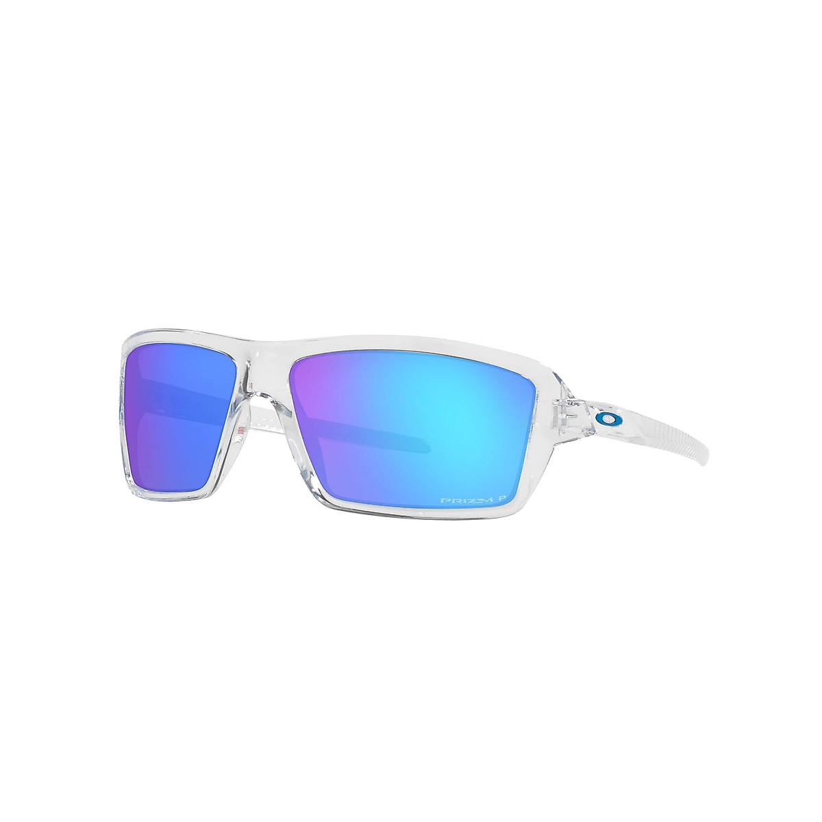 Oakley Men's OO9129 Cables Rectangular Sunglasses, Polished Clear/Prizm Sapphire Polarized, 63 mm