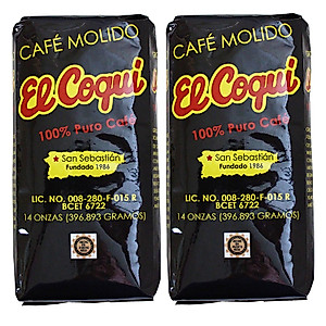 (2 Pack) Puerto Rican Coffee -14 Ounce Bags El Coqui Puro Cafe (28 Ounce Total)