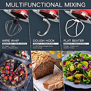 Stand Mixer, 5.8Qt Electric Mixer PHISINIC, 660W 6-Speed Tilt-Head Household Stand Mixer, Kitchen Food Mixer with Dough Hook, Wire Whip and Beater, for Baking, Cake, Cookie, Kneading