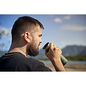 ESPRO – P0 Ultralight – Single Serve French Coffee Press and Lightweight Hydration Bottle for Travel, Camping and Everyday use, Stainless steel, Vacuum Insulated 16 oz (Green)