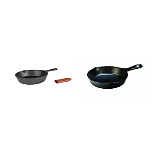 Lodge Cast Iron Skillet with Red Mini Silicone Hot Handle Holder, 8-inch & Pre-Seasoned 6-1/2-Inch Skillet