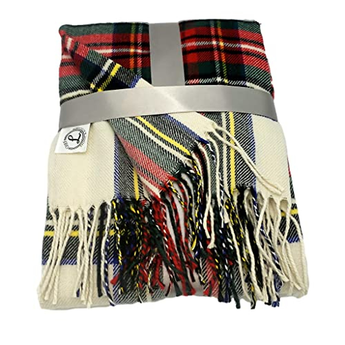 CHEF L HOME & KITCHEN Plaid Throw Blanket: Lightweight Throw Blanket- Lap Blanket - Throw Blanket with Tassels - 60" x 50" All-Season Blanket - Multipurpose Blanket - Gift Ready (Red/Ivory Plaid)