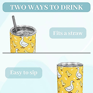 Yellow Duck Tumbler 20 Oz, Cute Duck Gifts for Women Girls, Duck Tumbler Coffee Mug Cup Water Bottle Drinking Cup for Cold or Hot Drinks, Duck Stuff Accessories Things