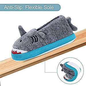 Dream Bridge Toddler Kids Plush Slippers Boys Girls Warm Animal Soft Cozy Cute Cartoon Non-Slip Shoes Winter House Shoes Fuzzy Indoor Bedroom Shoes, Grey, 9.5-10 Toddler