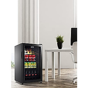 KRIB BLING Beverage Refrigerator 120 Can Freestanding Beverage Cooler with Adjustable Shelving Glass Door for Beer Soda or Wine Perfect for Home Office or Bar Black (KB03-FLB-60)