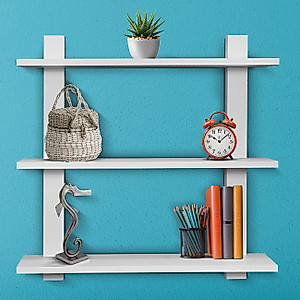 Sorbus Bathroom Shelves - 3-Tier Wall Mounted Floating Shelves for Books, Trophies, Wall Decor, Kitchen, Living Room & Bathroom Decor - Decorative Hanging Display Over the Toilet Storage Shelf - White