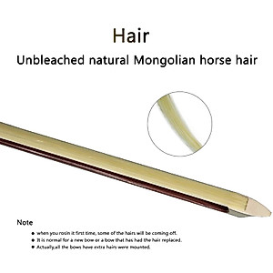 HAOYUE Violin Bow - Lightweight Violin Bows 4/4 Full Size - Brazilwood Violin Bow-Crescent Balanced Bow-Violin Bow Professional(Red)