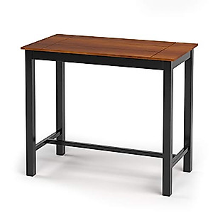 Giantex 3-Piece Pub Dining Table Set, 36 Inch Wood Counter Height Table Set with 2 Upholstered Stools, Rectangular Breakfast Table Set, Bistro Table Set, Kitchen Table Set