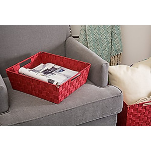 DII Woven Nylon Trapezoid Storage Bin, for Home, Office, Closets, & Everyday Storage Needs, Red, Tray