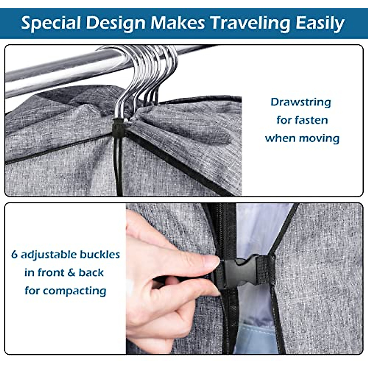 MISSLO Hanging Garment Bags for Travel Suit Bags for Closet Storage 50" Moving Bags for Clothes Dress Cover for Coat, Jacket, Shirt, Clothing