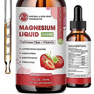 (2 Pack) Magnesium Glycinate Supplement,Magnesium Liquid Drops with Magnesium Glycinate 500mg Fiber 500mg Bromelain Vitamin B,C,D - Promotes Nerve, Bowel, Relaxation Function