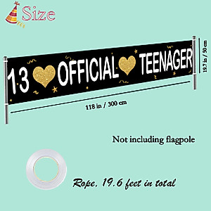 Labakita Large Happy 13th Birthday Banner, 13 Teenager Birthday Banner, 13th Birthday Decorations for Boy or Girl, Teen's 13th Birthday Photo Props