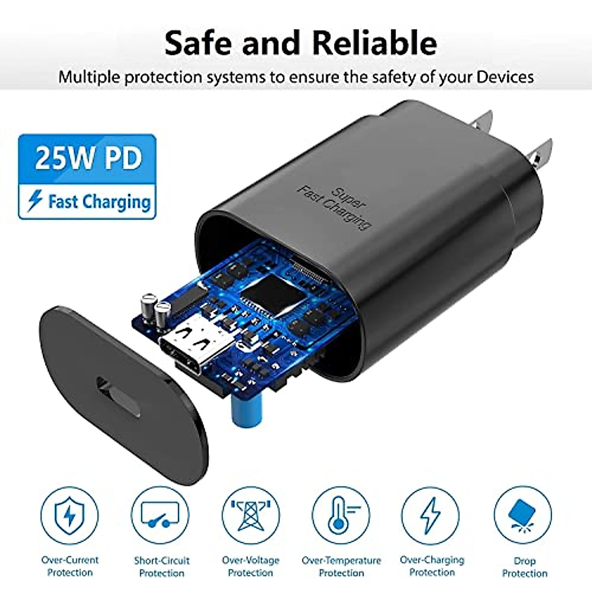 Super Fast Charger Type C, 3 Pack 25W Samsung Charger Super Fast Charging Block with 10FT Long Type C Charger Cable for Samsung Galaxy S23 Ultra/S23+/S23/S22 Ultra/S22+/S22/S21/S20/Note 20/10/Z Fold 3