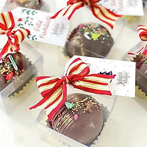 TEMLQPACK 50 Pack 3x3x3 Inch Clear Hot Chocolate Bomb Boxes Christmas Small Gift Boxes Cupcake Boxes Pastry Boxe Candies Boxes Birthday Wedding Party Favor Boxes