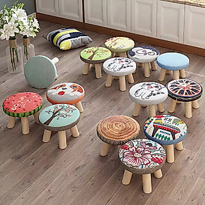 Solid Wood Stool Home Round Low Stool Cute Children's Sofa Stool Chair Fashion Cartoon Creative Small Stool for Kids and Adult, Changing Stool Solid Wood Coffee Table Stool, Bear 330lb (Giraffe)