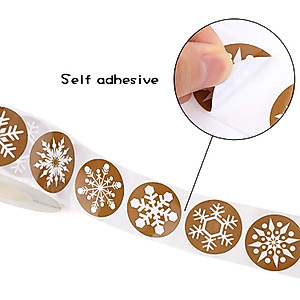 CCINEE Snowflake Stickers,Self Adhesive Snow Round Stickers for Christmas Label and Wrapping Supply,500PCS