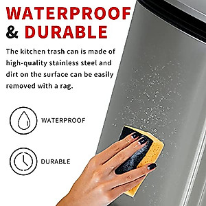 HCY Kitchen Trash Can Stainless Steel Metal Lid Step Can Garbage Can with Removable Plastic Inner Bucket Waste Bin for Office Kitchen Living Room Bathroom Bedroom 13 Gallon 50 Liter