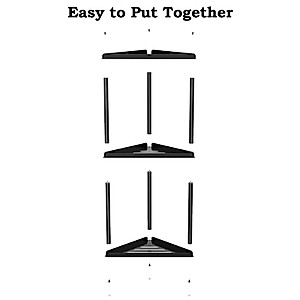 Bethom Corner Shower Caddy Standing, 3 Tier Shower Organizer Stand, Metal Corner Shower Shelf Rack for Inside Shower, Bathroom, Bathtub, Matte Black