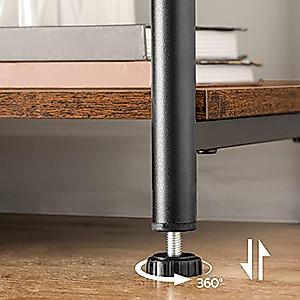 HOOBRO Side Table, Height-Adjustable Nightstand with Storage Shelves, 3-Tier Tall Industrial End Table, Coffee Table, for Living Room, Bedroom, Study, Solid Structure, Rustic Brown BF65BZ01