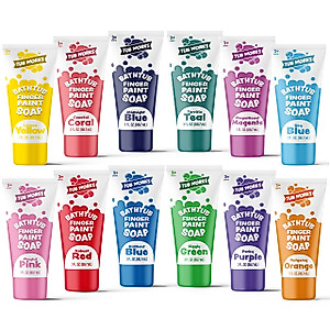 Tub Works Bathtub Finger Paint Soap, 12 Pack | Non-Toxic, Washable Bath Paint for Toddlers & Kids