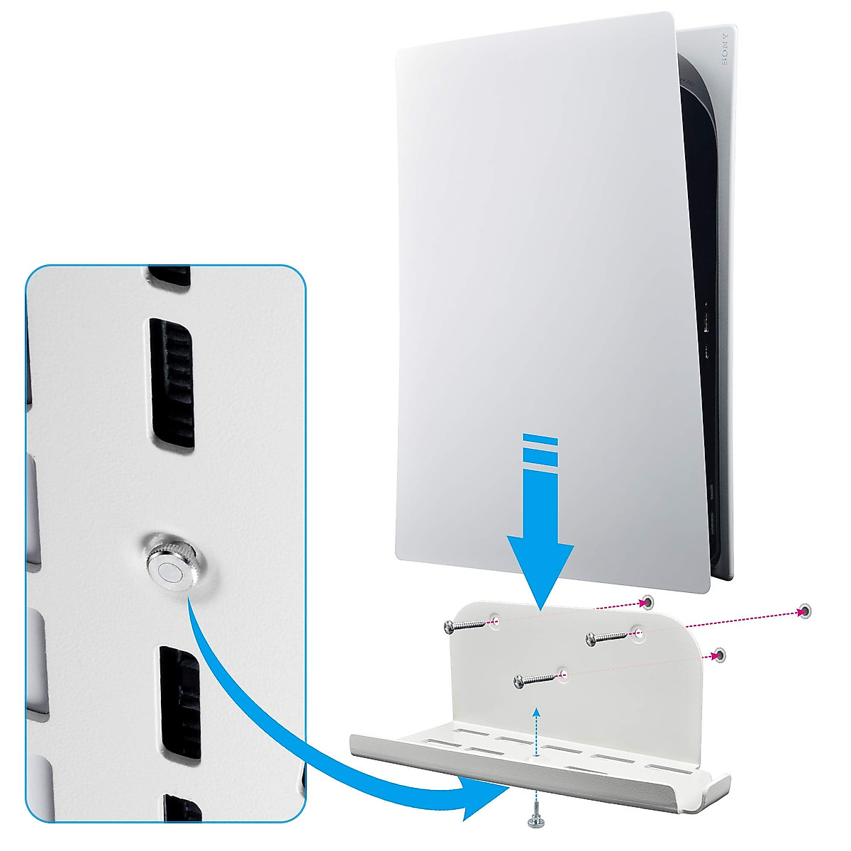 PETIMETI Wall Mount Stand Holder For PS5, Playstation 5 Mount with Ventilation Hole and Space Saving