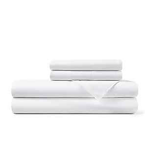 Hotel Sheets Direct Viscose Derived from Bamboo Bed Linen Set with Deep Pocket, 4-Piece Set, White, King