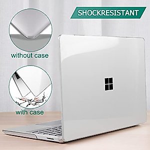 May Chen Case Compatible for 13.5" Microsoft Surface Laptop 5/4/3 with Metal Palm Rest Model 1951/1868, Plastic Hard Shell Case with Screen Protector + Keyboard Cover + Dust Plug, Crystal Clear