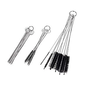 Set of 15 Cleaning Brushes and 10 Cleaning Needles - for Small Openings/Tubes/Pipes - for Example: Spray Paint Gun, Car/Motorcycle/Scooter Carburetor, Pet Feeding Bottle, Coffee Machine, etc.