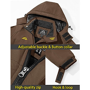 TACVASEN Winter Coats for Men Fleece Jacket Men Ski Jacket Windproof Snowboard Jacket Men Warm Softshell Jacket Brown 2XL