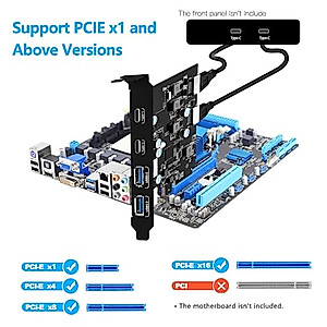 6 Ports USB PCIE Card (2X Type-E Adapter,2X USB 3.0-C, 2X USB A) PCI Express USB Cards PC Front Panel Header for Windows 7/8/10 Linux and MacPro 4.1/5.1