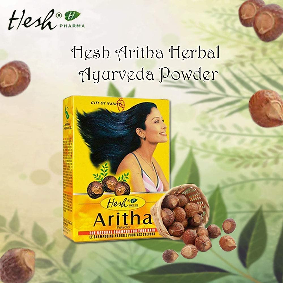 Hesh Herbal Amla Powder 100G, Brahmi Powder 100G, Shikakai Powder 100G, Aritha Powder 100G - 1 Complete Hair Care Combo Pack