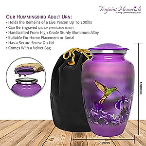 Trupoint Memorials Cremation Urns for Human Ashes - Decorative Urns, Urns for Human Ashes Female & Male, Urns for Ashes Adult Female, Funeral Urns - Purple, Large